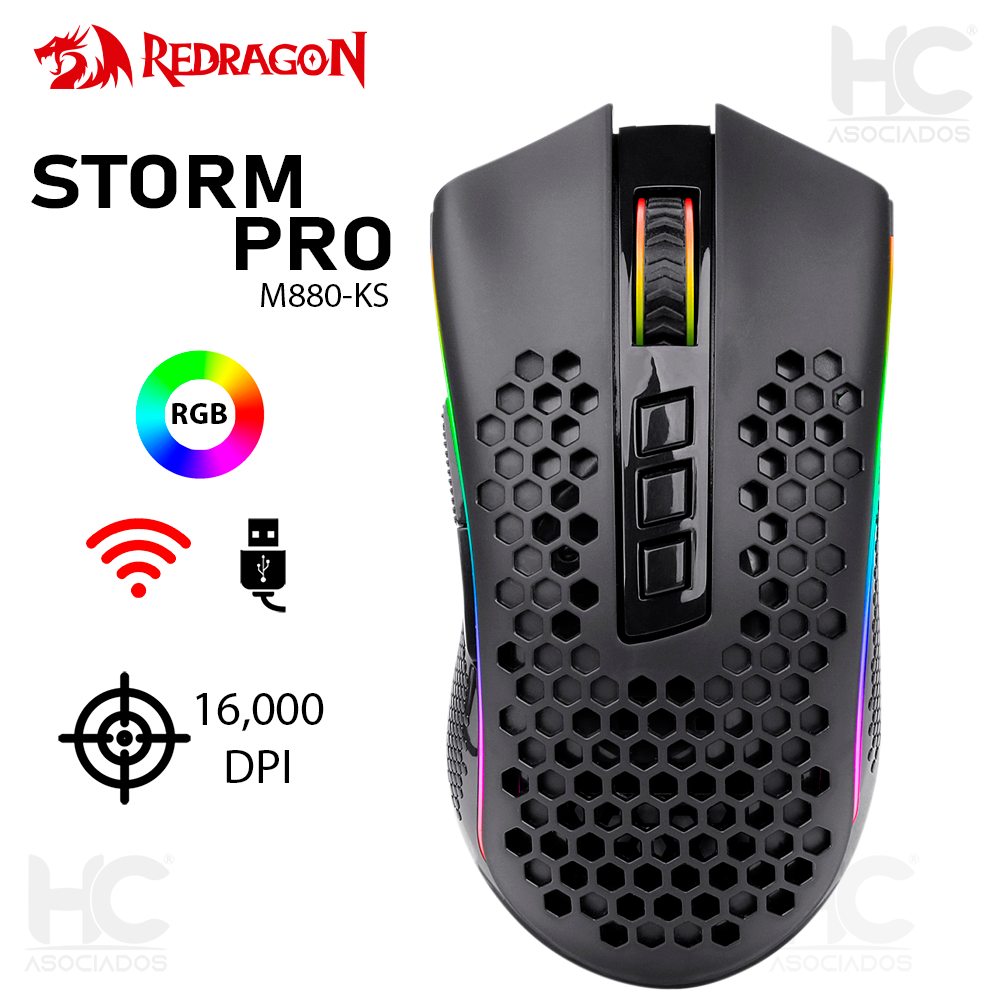 MOUSE REDRAGON INALAMBRICO STORM PRO (M808-KS) GAMING / USB / 16000DPI ...